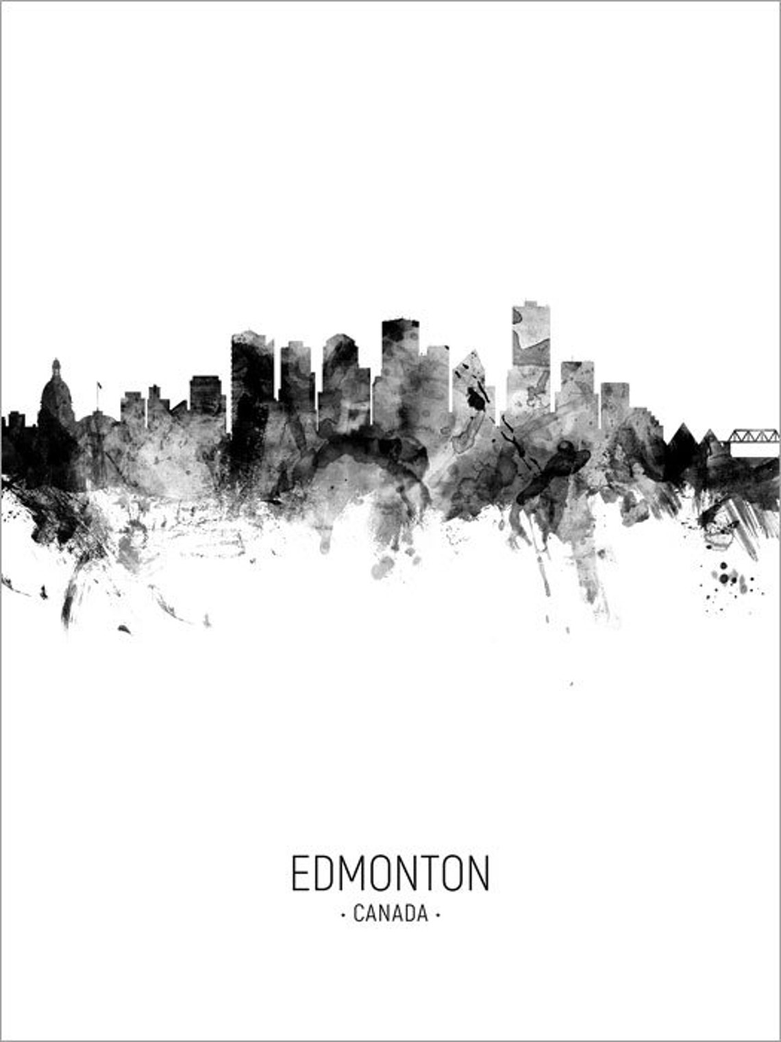 Edmonton Skyline Edmonton Canada Cityscape Art Print Poster | Etsy