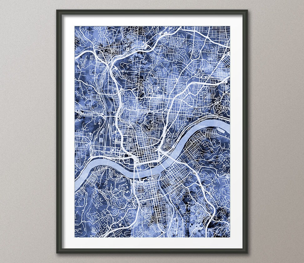 Cincinnati Map Cincinnati Ohio City Map Art Print 3024 | Etsy