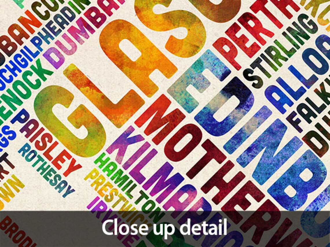 Scotland Typography Text Map Art Print 1486 | Etsy