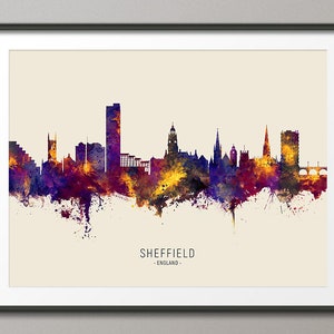 Sheffield Skyline England, Cityscape Painting Art Print Poster LS 16042 ...