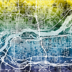 Quad Cities Map, Davenport, Bettendorf, Rock Island, Moline, Art Print ...