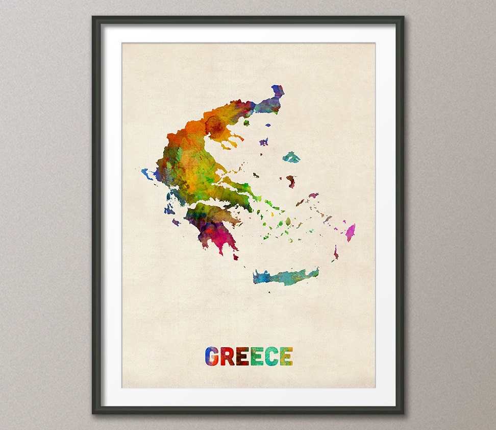 Greece Watercolor Map Art Print 625 | Etsy