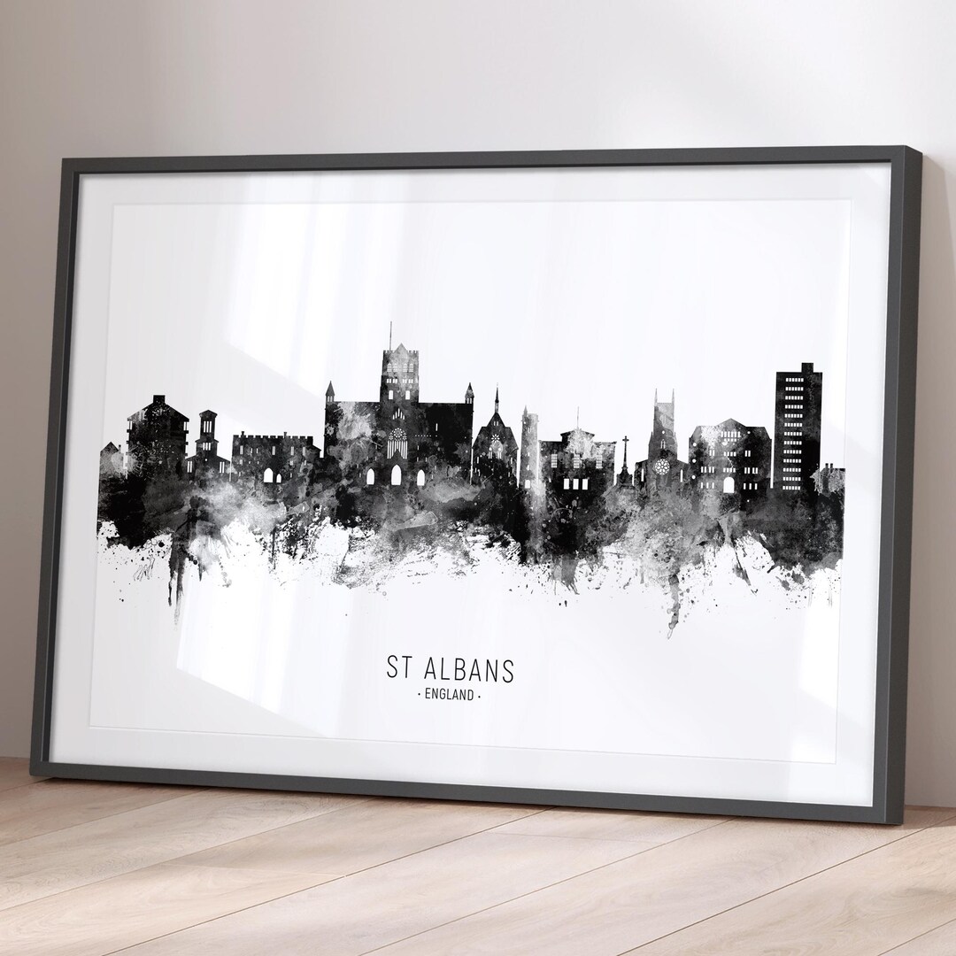 St Albans Skyline England, Cityscape Painting Art Print Poster BX ...