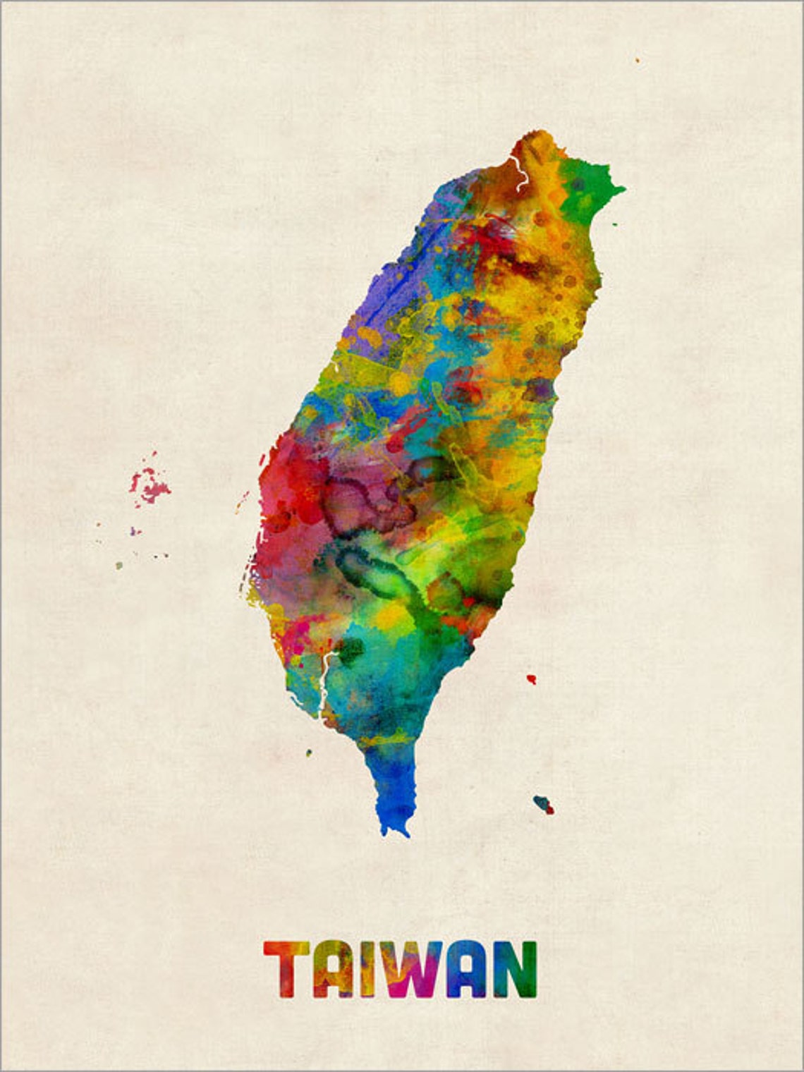 Taiwan Watercolor Map Art Print 2131 - Etsy UK