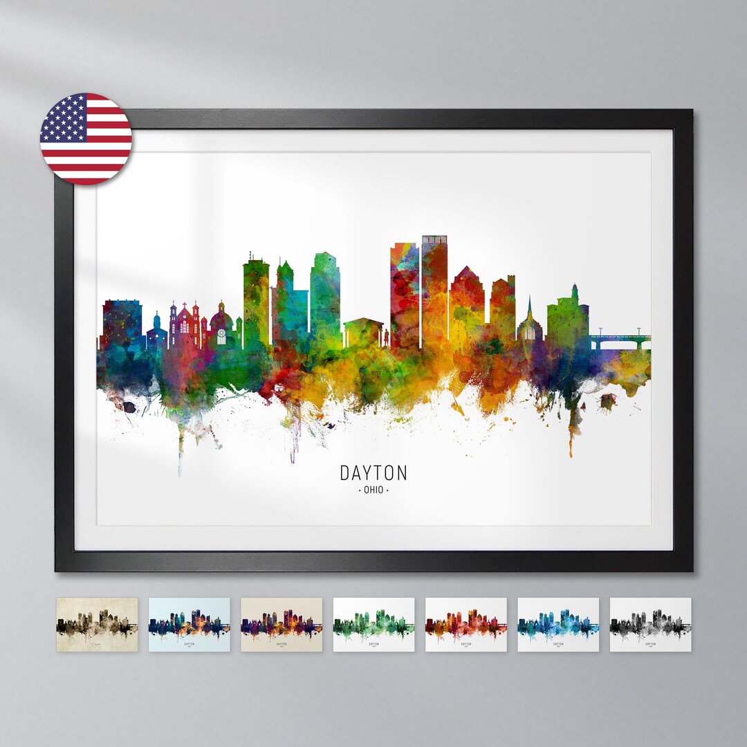 Dayton Skyline Ohio, Cityscape Painting Art Print Poster - YX (6689) - Etsy
