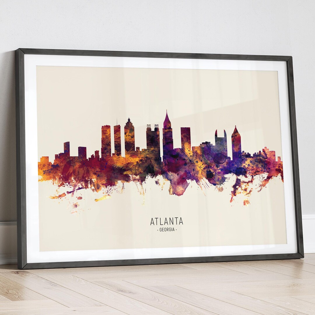 Atlanta Skyline Georgia, Cityscape Painting Art Print Poster LX (15044 ...