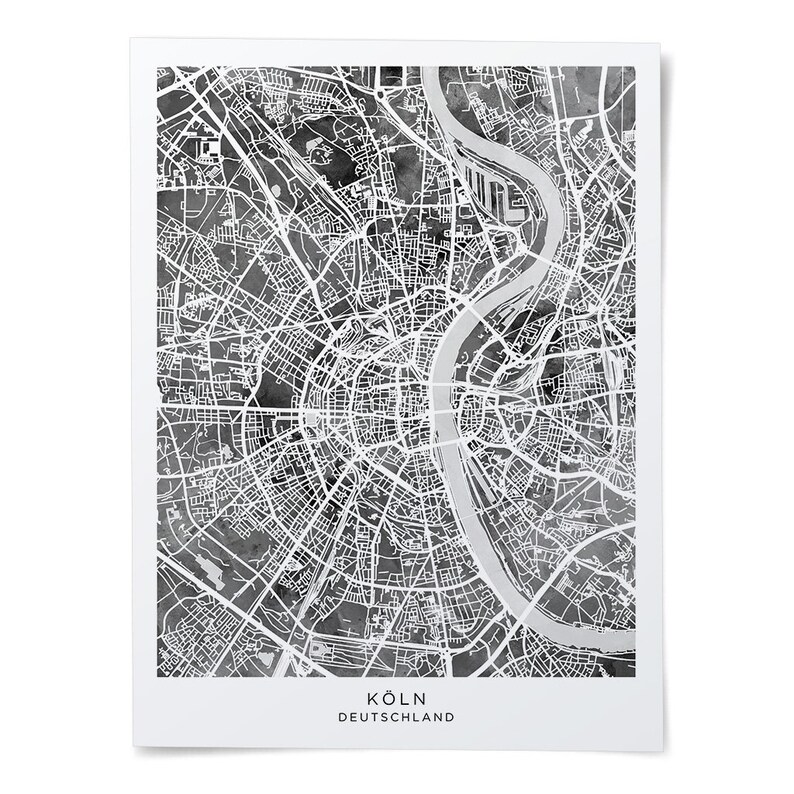 Cologne Map, Germany City Map, Watercolour Art Print Poster (31248) - Etsy