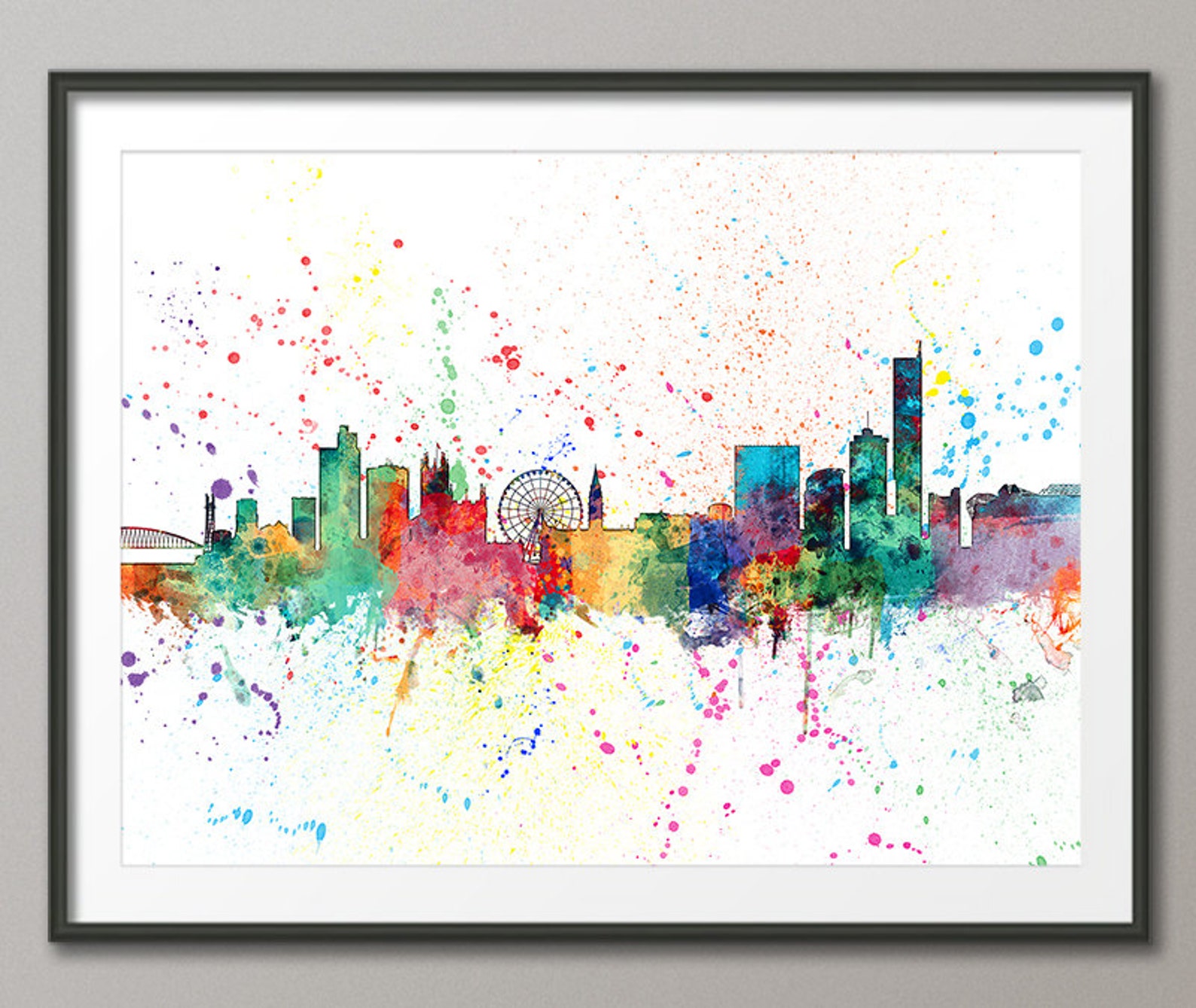 Manchester Skyline, Manchester England Cityscape Art Print - (2016) - Etsy