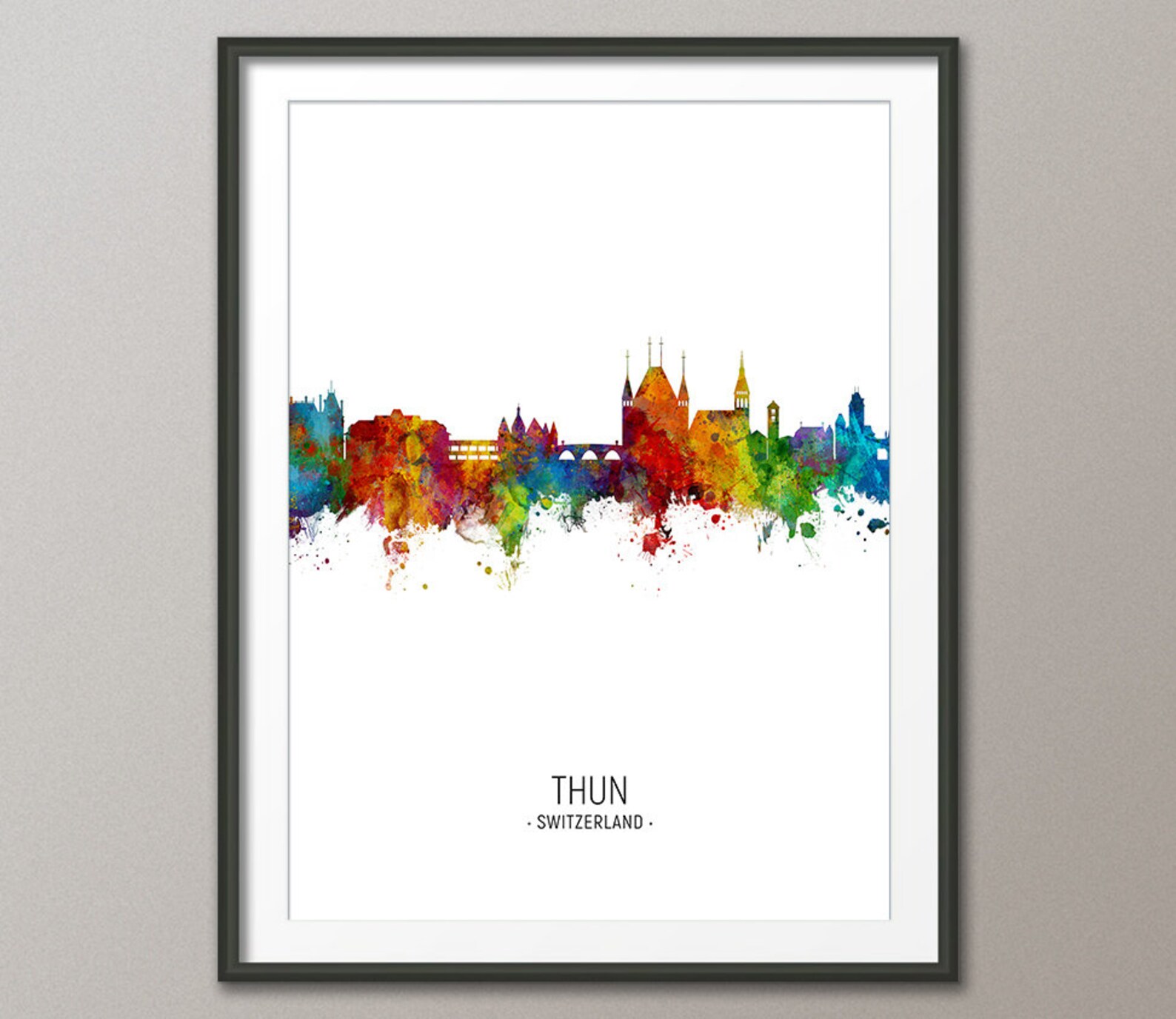 Thun Skyline Thun Switzerland Cityscape Art Print Poster | Etsy