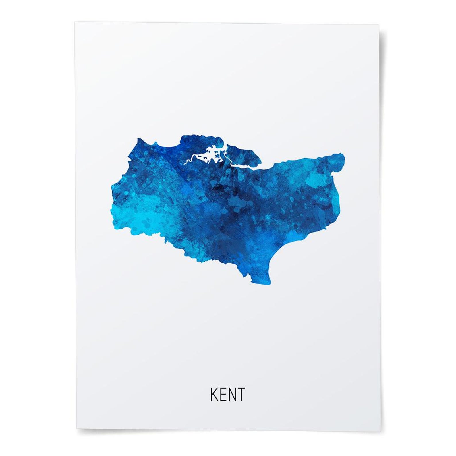 Kent Map, Watercolour Painting Art Print Poster, Portrait - MX (19847 ...