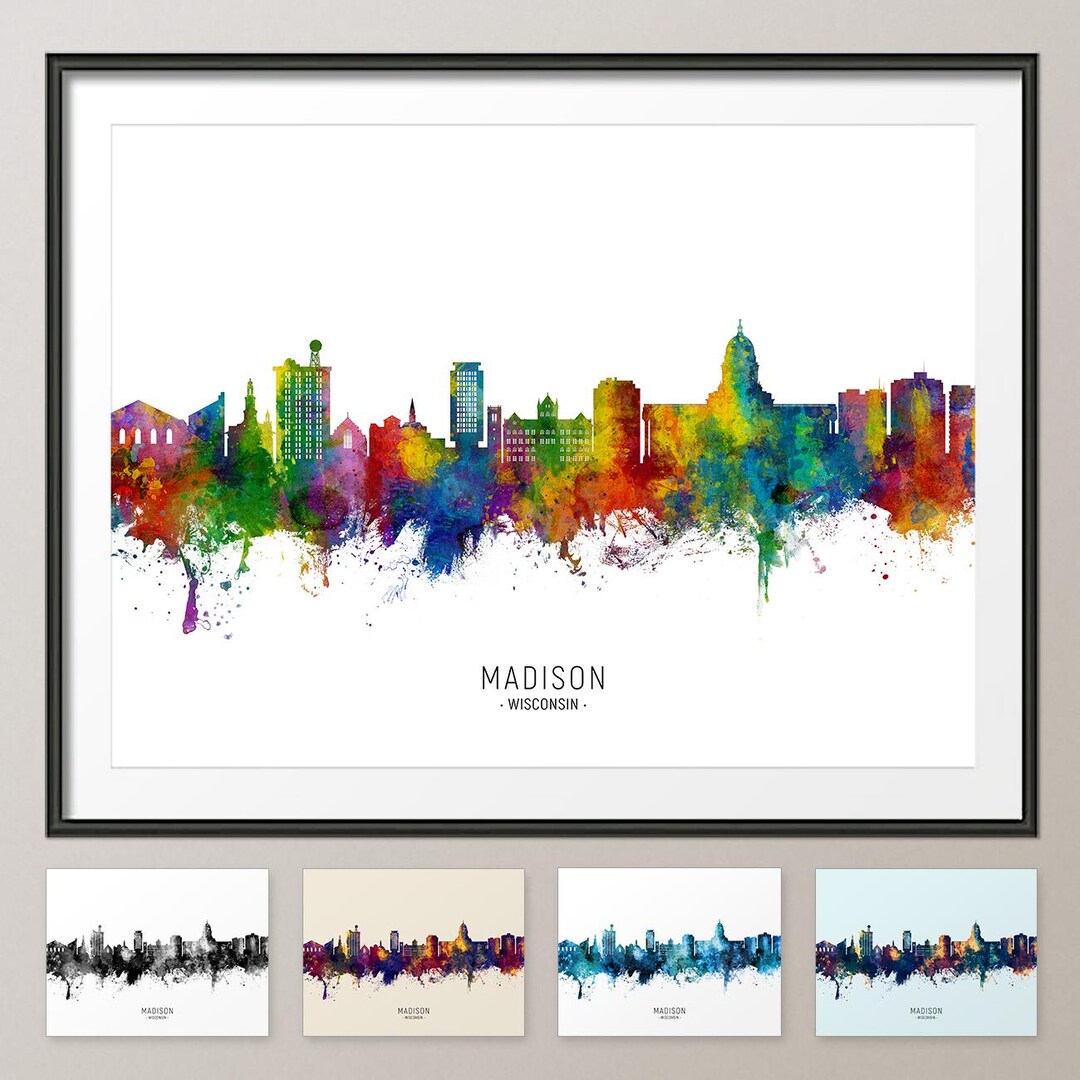 Madison Skyline Wisconsin, Cityscape Painting Art Print Poster CX 21922 ...