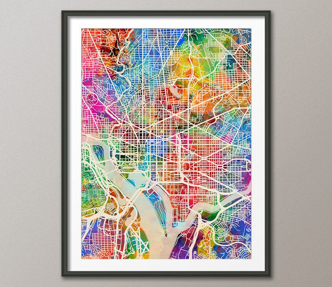 Washington DC Map, City Street Map Art Print (1566) - Etsy