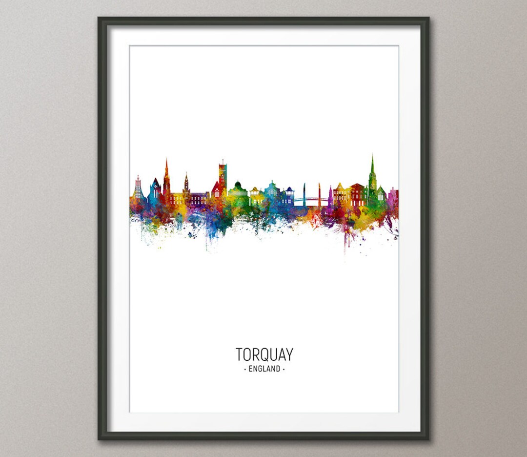 Torquay Skyline, Torquay England Cityscape Art Print Poster Portrait ...