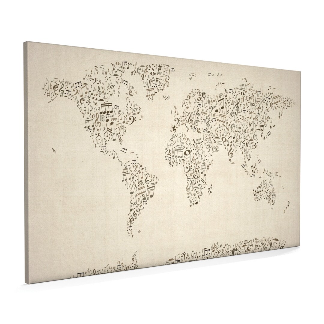 World Map Music Notes Canvas Musical Notes World Map Box - Etsy
