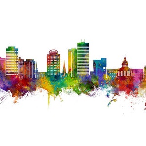 Columbia Skyline South Carolina, Cityscape Painting Art Print Poster CX ...