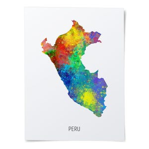 Peru Map, Watercolour Painting Art Print Poster MX (10912) - Etsy