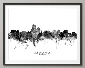 Albuquerque Skyline, Albuquerque New Mexico Cityscape Art Print Poster ...