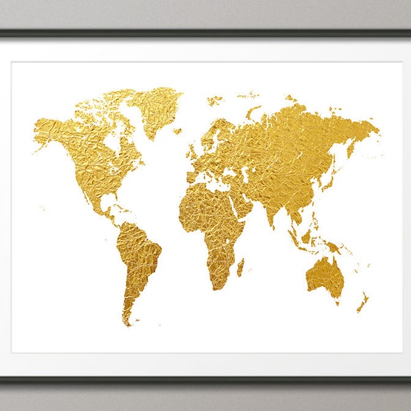 Gold Foil World Map - Etsy
