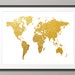 World Map Gold, Map of the World Gold, Art Print 2465 - Etsy