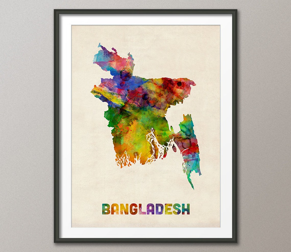 Bangladesh Watercolor Map Art Print 1035 - Etsy