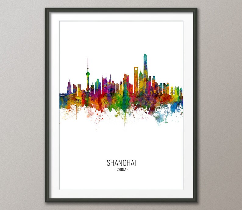Shanghai Skyline Shanghai China Cityscape Art Print Poster - Etsy