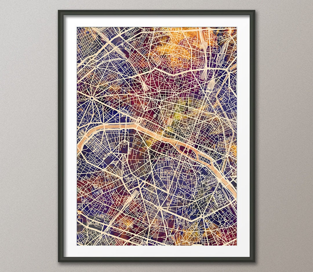 Paris Map, Paris France City Map, Art Print (4578) - Etsy