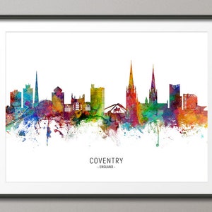 Coventry Skyline England Cityscape Painting Art Print Poster | Etsy