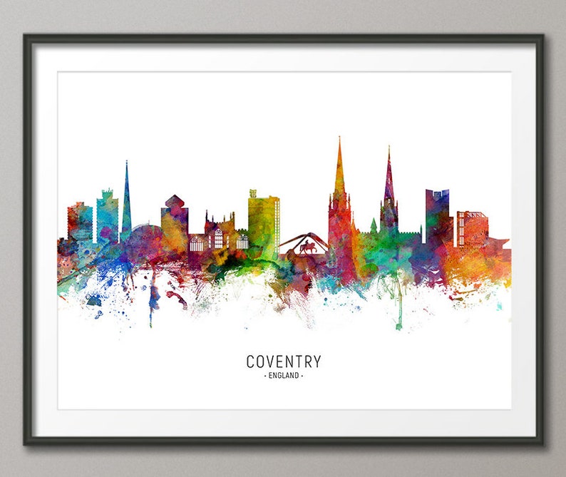 Coventry Skyline England Cityscape Painting Art Print Poster - Etsy UK
