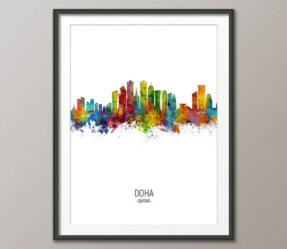 Doha Skyline Doha Qatar Cityscape Art Print Poster Portrait - Etsy