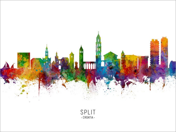 Split Skyline Croatia Cityscape Painting Art Print Poster CX | Etsy