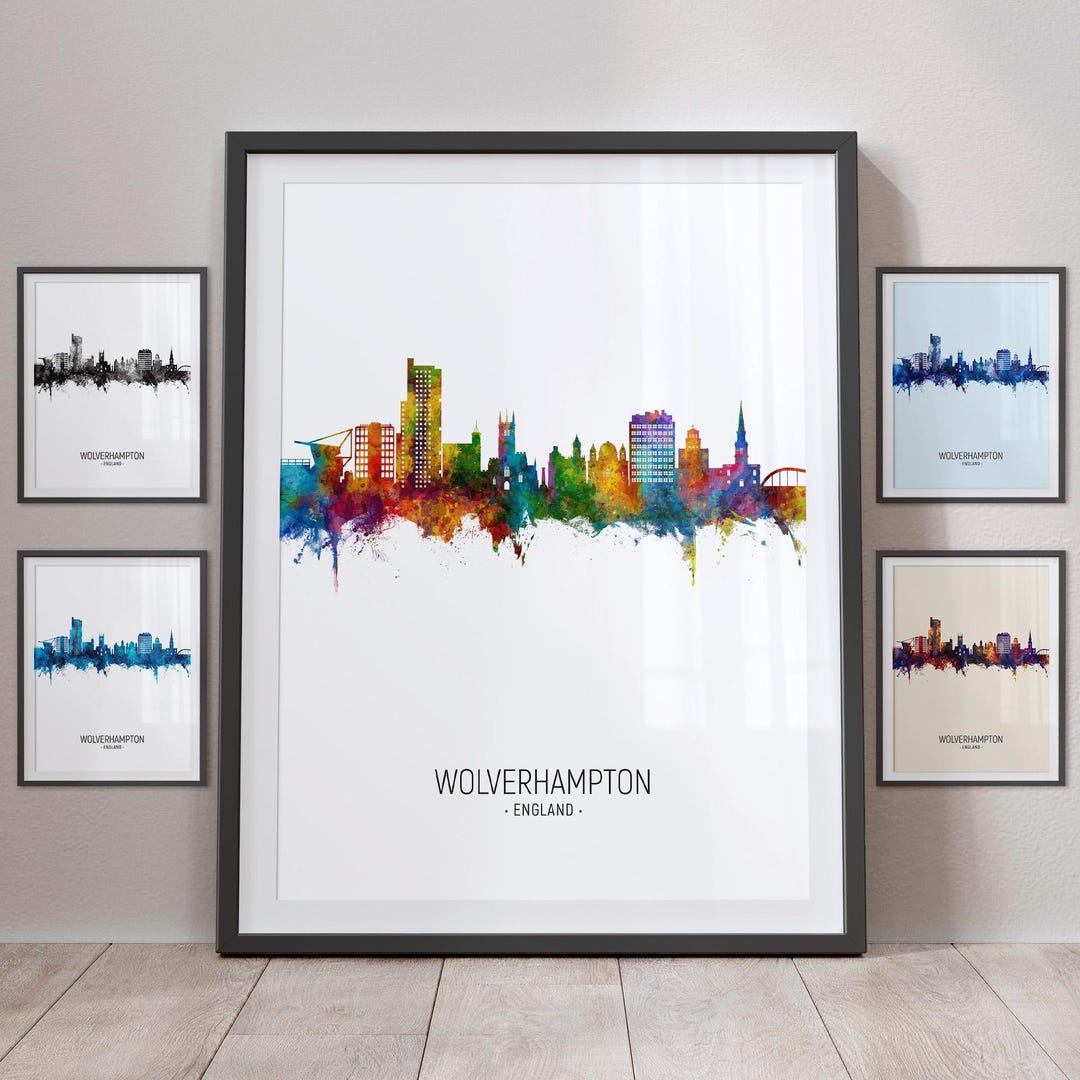 Wolverhampton Skyline, Wolverhampton England Cityscape Art Print Poster ...