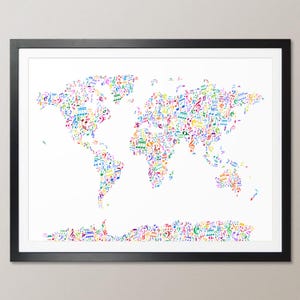 Music Notes Map of the World Map, Art Print WM (21) - Etsy UK