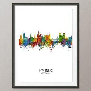 Inverness Skyline, Inverness Scotland Cityscape Art Print Poster ...