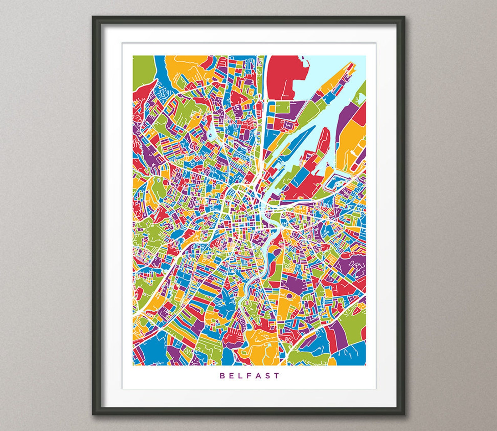 Belfast Map Belfast Northern Ireland City Map Art Print | Etsy