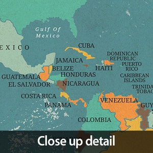 Retro Political Map of the World Map, Art Print, 18x24 up to 24x36 1096 ...