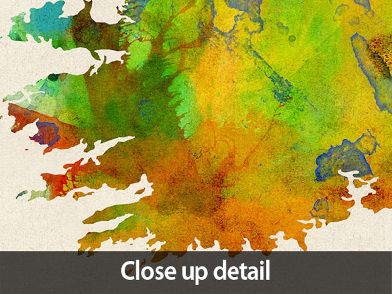 Ireland Map, Watercolour Art Print Poster, Country Travel Wall Decor ...