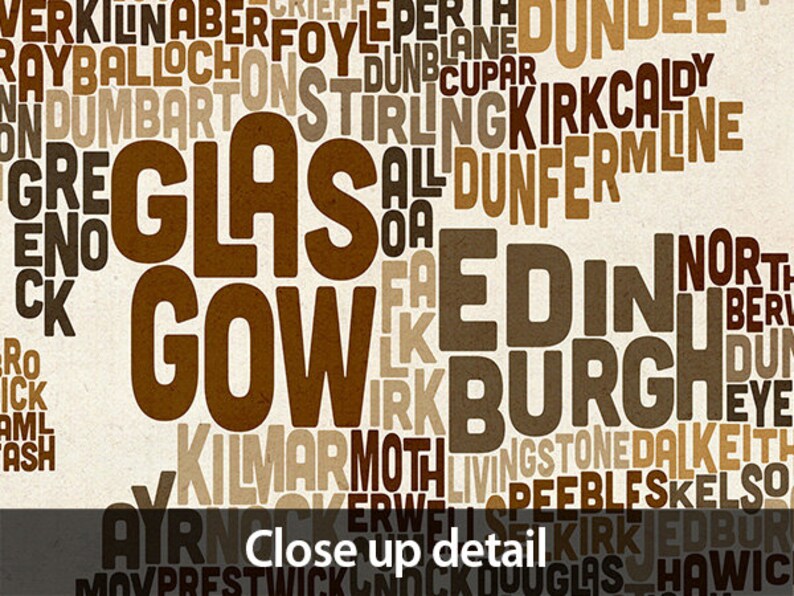 Scotland Typography Text Map Art Print 1485 | Etsy