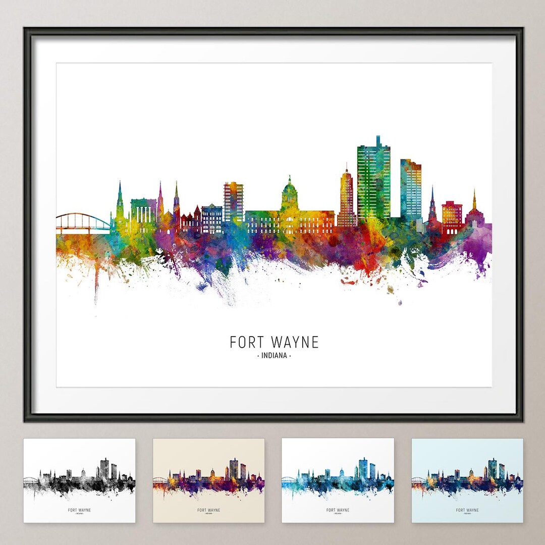Fort Wayne Skyline Indiana, Cityscape Painting Art Print Poster CX ...