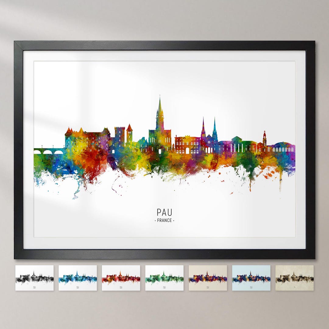 Pau Skyline, France - Cityscape Painting Art Print Poster CX (31147) - Etsy