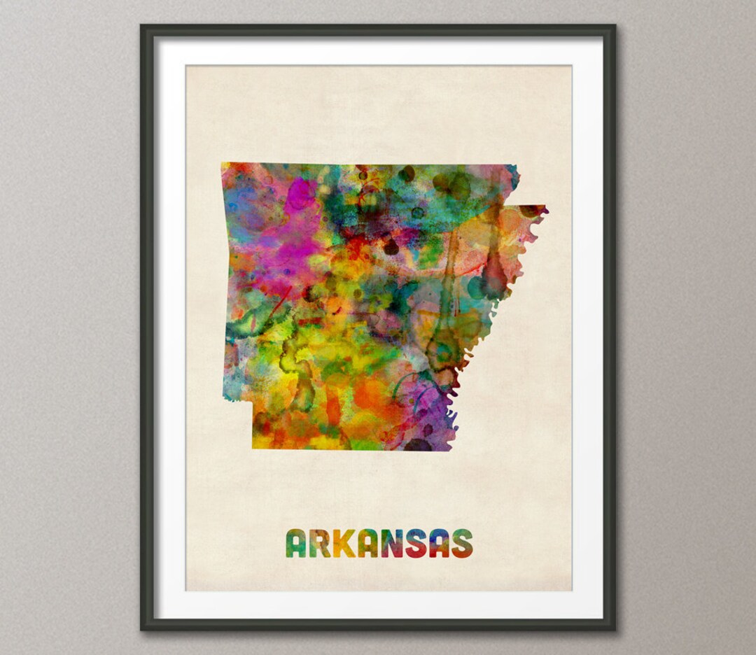 Arkansas Watercolor Map USA Art Print 401 - Etsy