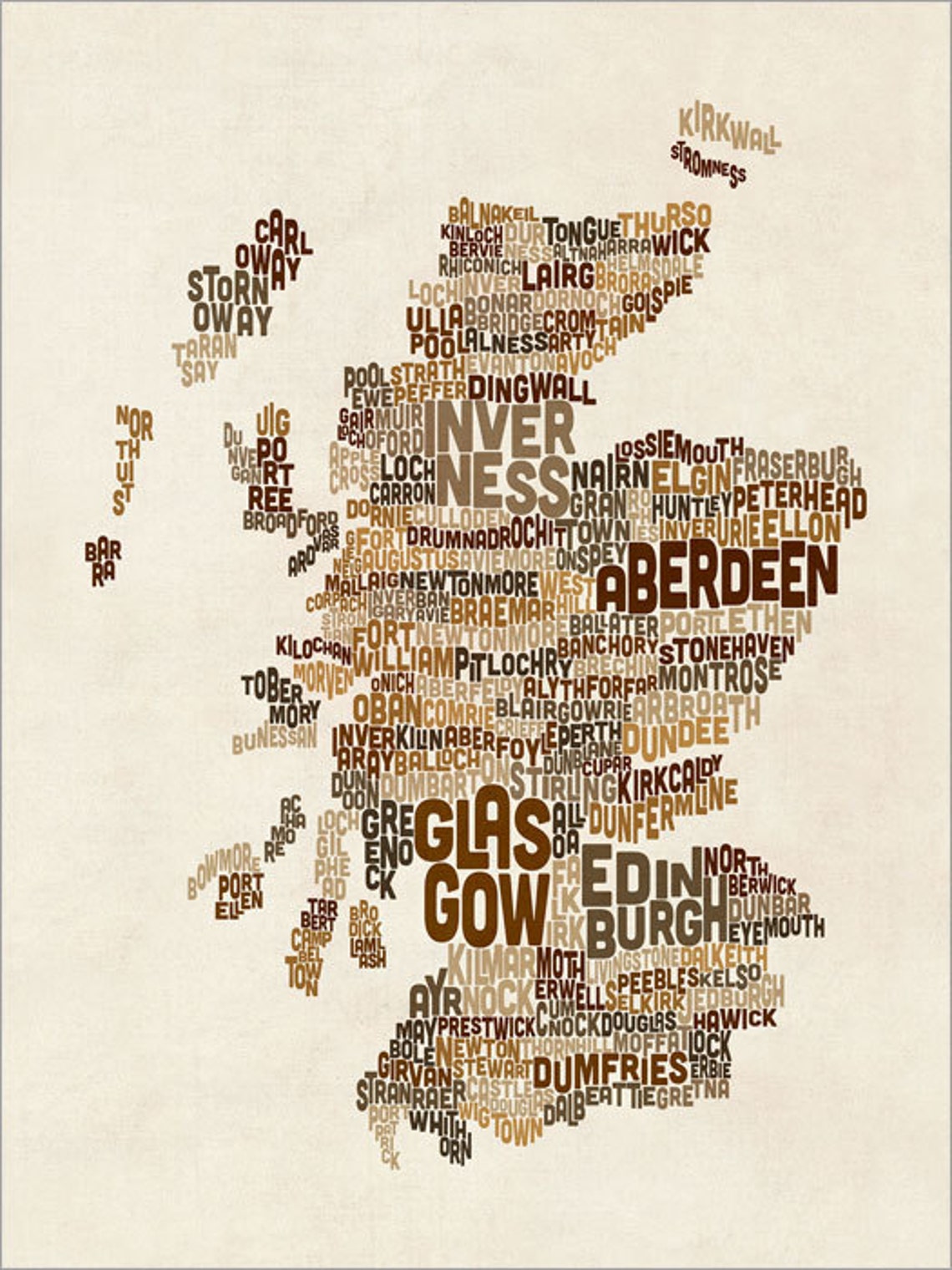 Scotland Typography Text Map Art Print 1485 - Etsy UK