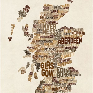 Scotland Typography Text Map, Art Print (1485) - Etsy