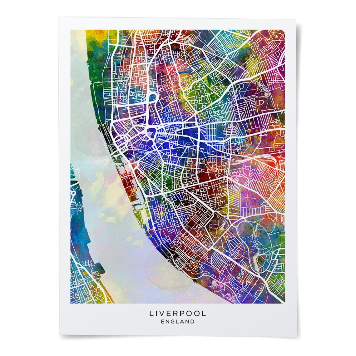 Liverpool Map, England City Map, Watercolour Art Print Poster (31765 ...