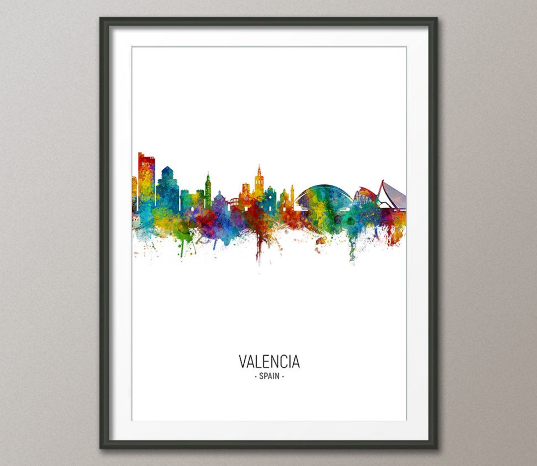 Valencia Skyline, Valencia Spain Cityscape Art Print Poster Portrait ...