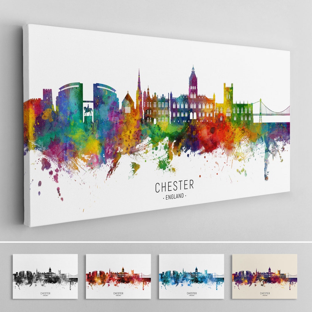 Chester Skyline Canvas, England Cityscape Box Canvas Art Print 25472 - Etsy