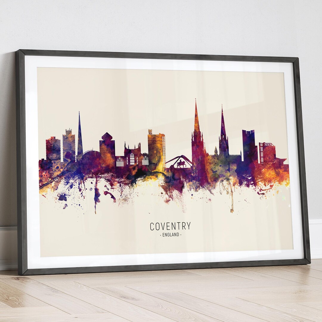 Coventry Skyline England, Cityscape Painting Art Print Poster LX (15021 ...