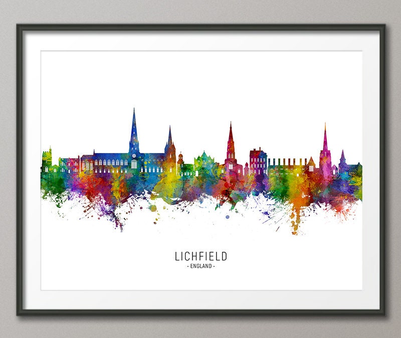 Lichfield Skyline England Cityscape Painting Art Print Poster - Etsy