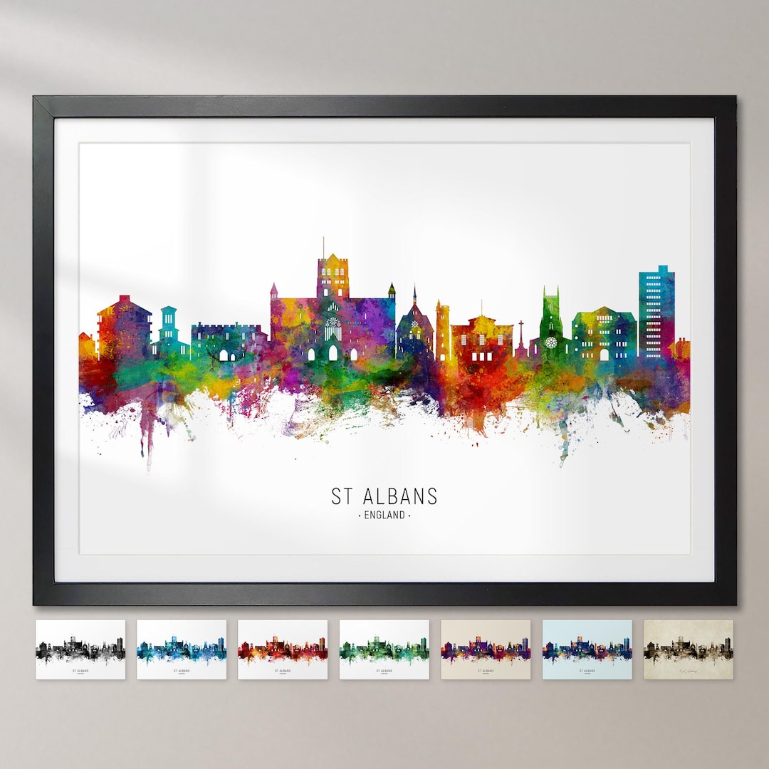 St Albans Skyline England, Cityscape Painting Art Print Poster CX ...