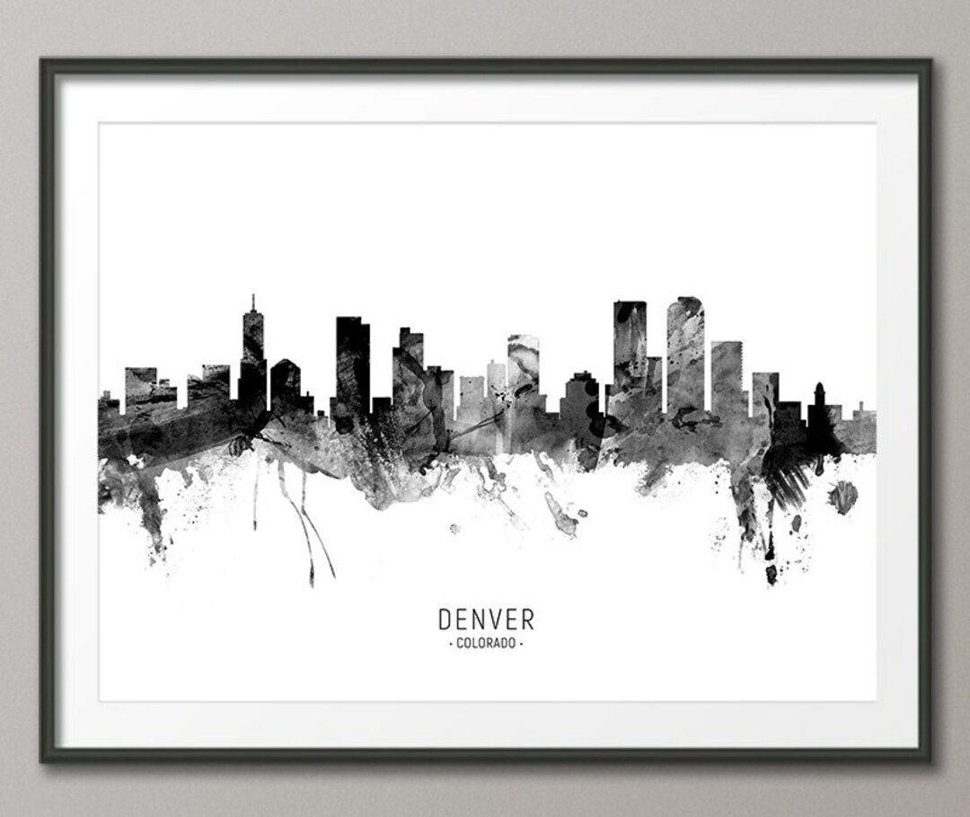 Denver Skyline Denver Colorado Cityscape Art Print Poster - Etsy