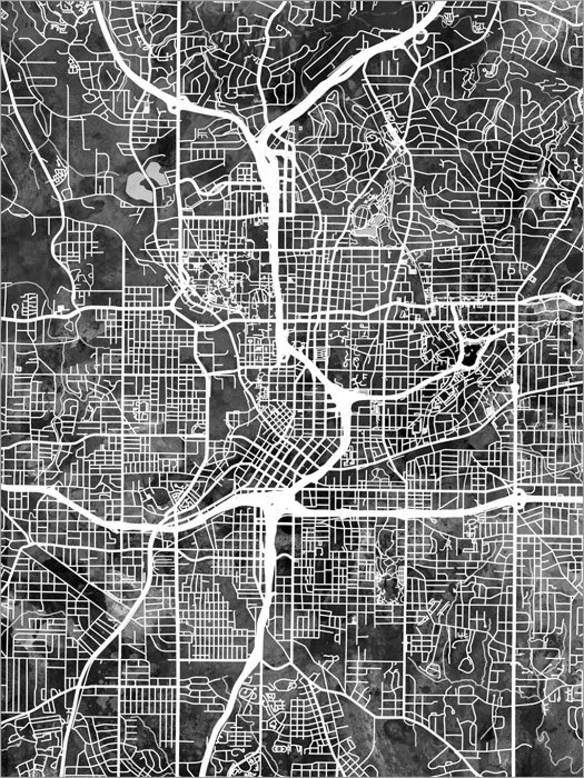 Atlanta Map Atlanta Georgia City Street Map Art Print 2391 - Etsy